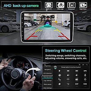 2022 Android 11 Rotating Touch Screen Car Stereo with Apple Carplay Android Auto, 10" Car Radio with Hi-Fi FM/RDS GPS WiFi Double Din Head Unit Support Bluetooth AHD Backup Camera(2+32)