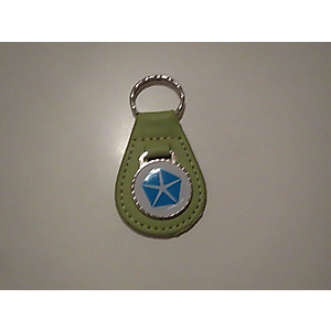 NEWPORT NEW YORKER 300 LEBARON LHS LASER WHITE LOGO LEATHER KEYCHAIN - BRIGHT GREEN