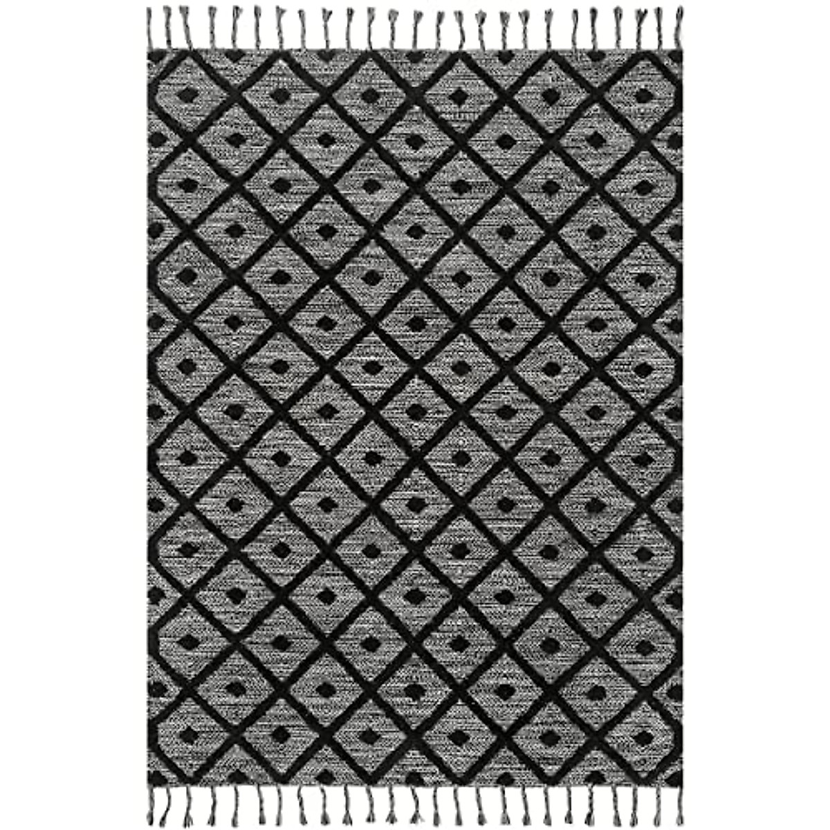 nuLOOM Jinny Moroccan Wool Tasseled Area Rug, 4x6, Dark Grey