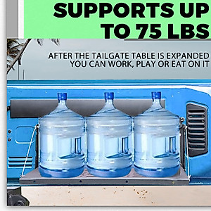 KUAFU Rear Foldable Door Tailgate Table Compatible with 2007-2018 Jeep Wrangler JK Luggage Storage Rack Cargo Carrier Shelf Black Steel Support up to 75lbs