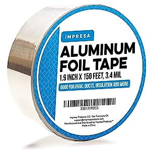 [150 Feet / 50 Yards] 1.9 Inch Wide Aluminum Tape/Aluminum Foil Tape – Professional/Contractor-Grade - Excellent Sealing & Patching Hot and Cold HVAC, Duct, Pipe, Insulation Home and Commercial