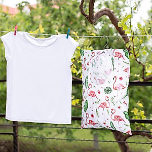 Woanger 2 Pcs Clothespin Bag with Hanging Hook 15 x 11 Inch Summer Laundry Clothes Pin Holder Waterproof Clothes Pin Hanging Bag Clothespin Storage Organizer with Large Opening (Elegant Style)