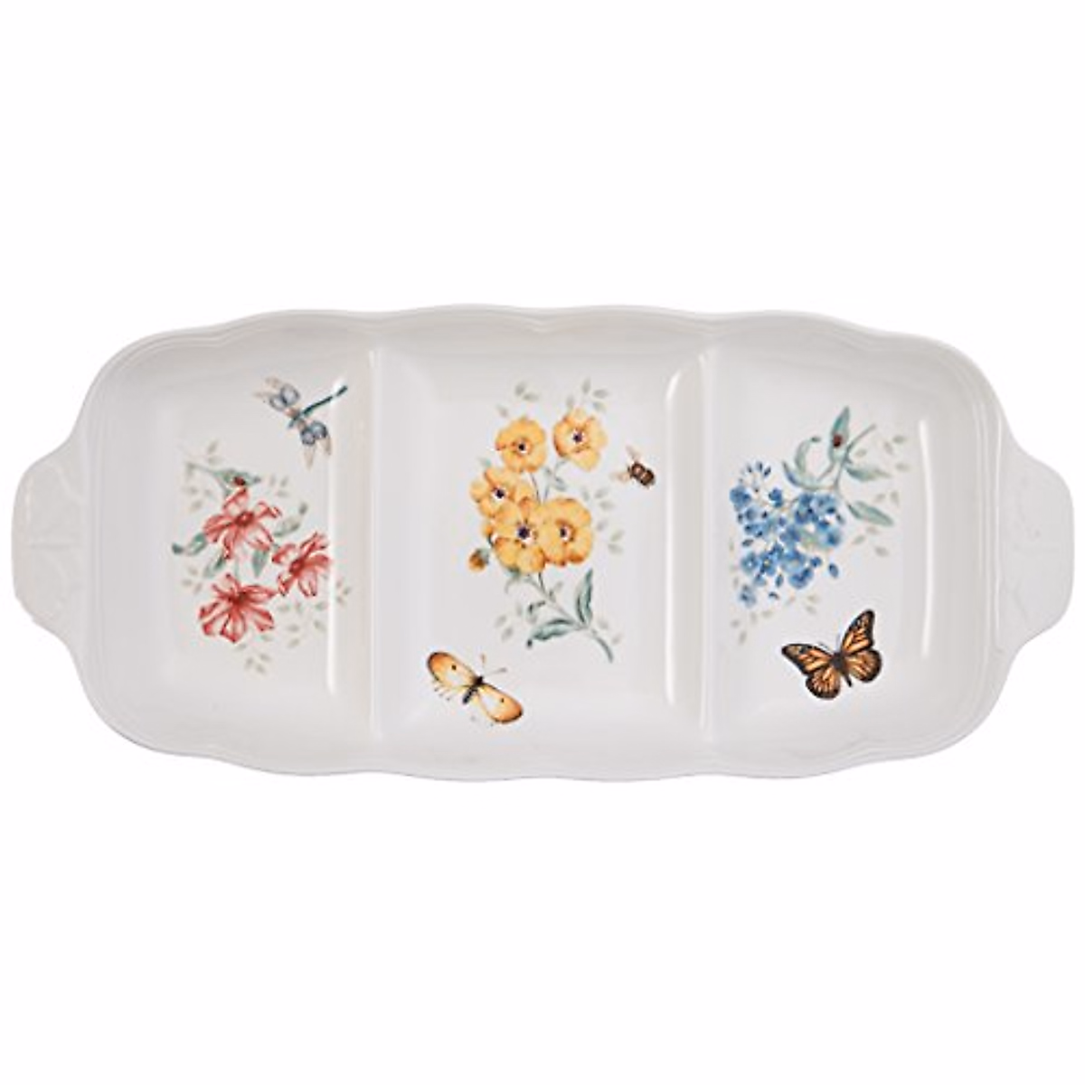 Lenox Butterfly Meadow 3 Part Divided Serving Tray, 2.30 LB