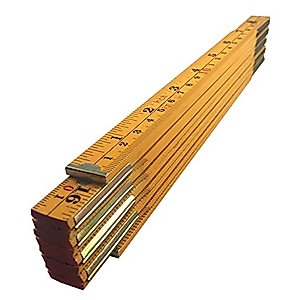 Binzer Folding Wooden Stick Ruler, Inch & Metric (6-foot-6-inch/2-Meter When Straight), Carpenters/General Use