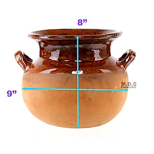 Olla De Barro Frijolera Brown Gloss Finish 6.5 Qt. Canterito Traditional Decorative Artisan Artezenia Fishbowl