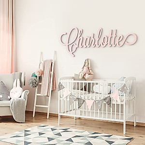 Personalized Custom Wooden Name Sign - CHARLOTTE Font Baby Name Sign For Nursery and Wall Decor (12"-55" Wide) - PAINTED Wood Letter Nursery Decor - Wall Art For Girl or Boy Room By 48 Hour Monogram