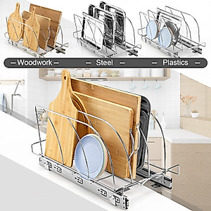 ThyLove Pull Out Cutting Board Organizer for Cabinet, Slide Out Baking Sheet Rack Storage Under Kitchen Cabinet for Pantry Cookie Sheet Bakeware and Tray 10" Wide x 22" Deep (20.87"D x 10"W x 10"H)