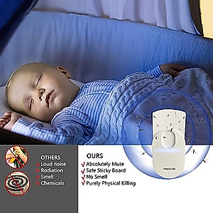 Qremove Flying Insect Trap Plug-in Fly Trap Indoor Gnat Moth Catcher Fly Tapper with Night Light Sticky Trap Boards UV Attractant Catcher for Home Office(3Packs)