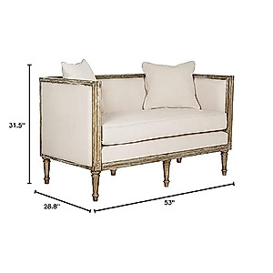 Safavieh Home Collection Leandra French Country Settee, Beige/Rustic Oak