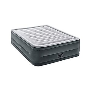 Intex Comfort Plush Elevated Dura-Beam Airbed with Internal Electric Pump, Bed Height 22", Queen Grey