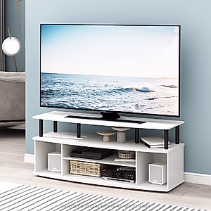 Furinno Jaya Large Entertainment Center Hold up to 55-in TV, Inch, White/Black