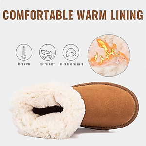 FANTURE Kids Snow Boots Boys Girls Winter Boots Cow Suede Warm Faux Fur Lined Durable Shoes(Little Kid/Big Kid) U422TX902.SA-Tawny-27