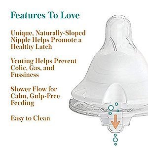 Evenflo Feeding Balance + Wide Neck Printed Bottles, 9oz 2pk, with Pacifier