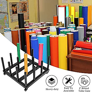 Vinyl Storage Cart Mobile Rack 16 Roll Holder Heavy Duty Digital Media for Mobile Storage Rack Suit for Blueprint/Photography Paper Rolls Organize