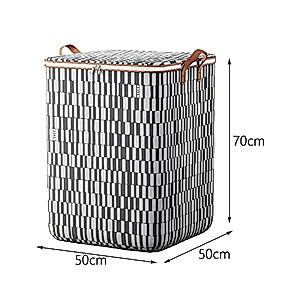 Gralara Clothes Storage Bag Box Tote with Lid Large Capacity Space Saver Clothes Storage Bin Organizer Container for Traveling Vacation Comforters, 180L 50x50x70cm