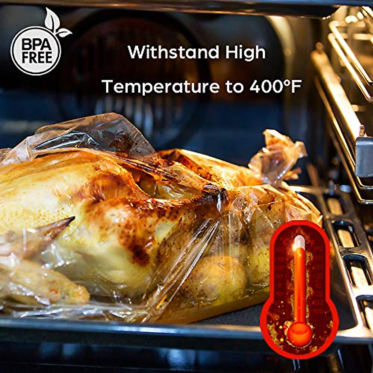 WRAPOK Oven Cooking Bags Large Size Turkey Roasting Baking Bag For Meats Ham Ribs Poultry Seafood, 21.6 x 23.6 Inch - 10 Bags Total(Pack of 1)