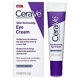 CeraVe Eye Cream for Wrinkles | Under Eye Cream with Caffeine, Peptides, Hyaluronic Acid, Niacinamide, and Ceramides for Fine Lines | Fragrance Free & Ophthalmologist Tested |0.5 Ounces