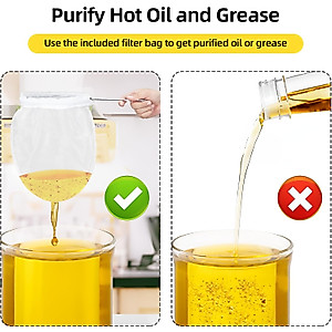 8 Gallon Fryer Grease Bucket Oil Disposal Caddy, Steel Fryer Oil Transport Container w/Rust-Proof Coating, Fry Oil Disposal Bucket w/Safety Lid & Lock Clips & Filter Bag for Cooking Restaurant