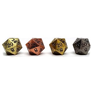 Metal D20 Single Dice - Legendary Metal Design with Signature Font (Legendary Copper)
