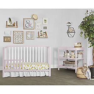 Dream On Me Ridgefield 5-in-1 Convertible Crib in Blush Pink & White, Greenguard Gold Certified