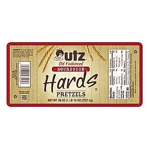 Utz Old Fashioned Sourdough Hard Pretzels – 26 oz Barrel (2 Count) – Big and Thick Classic Pretzel Twists, Crunchy Sourdough Pretzel with Zero Cholesterol, Brown