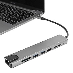wendeekun TypeC Docking Station,8 in 1 TypeC Converter TypeC to PD/HDMI/RJ45/Memory Card/Storage Card/USB3.0 Adapter,Easy and Convenient Expansion