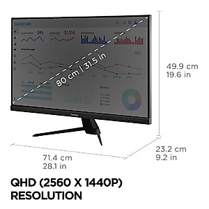 ViewSonic VX3267U-2K 32 Inch 1440p IPS Monitor with 65W USB C, HDR10 Content Support, Ultra-Thin Bezels, Eye Care, HDMI, and DP Input, Black