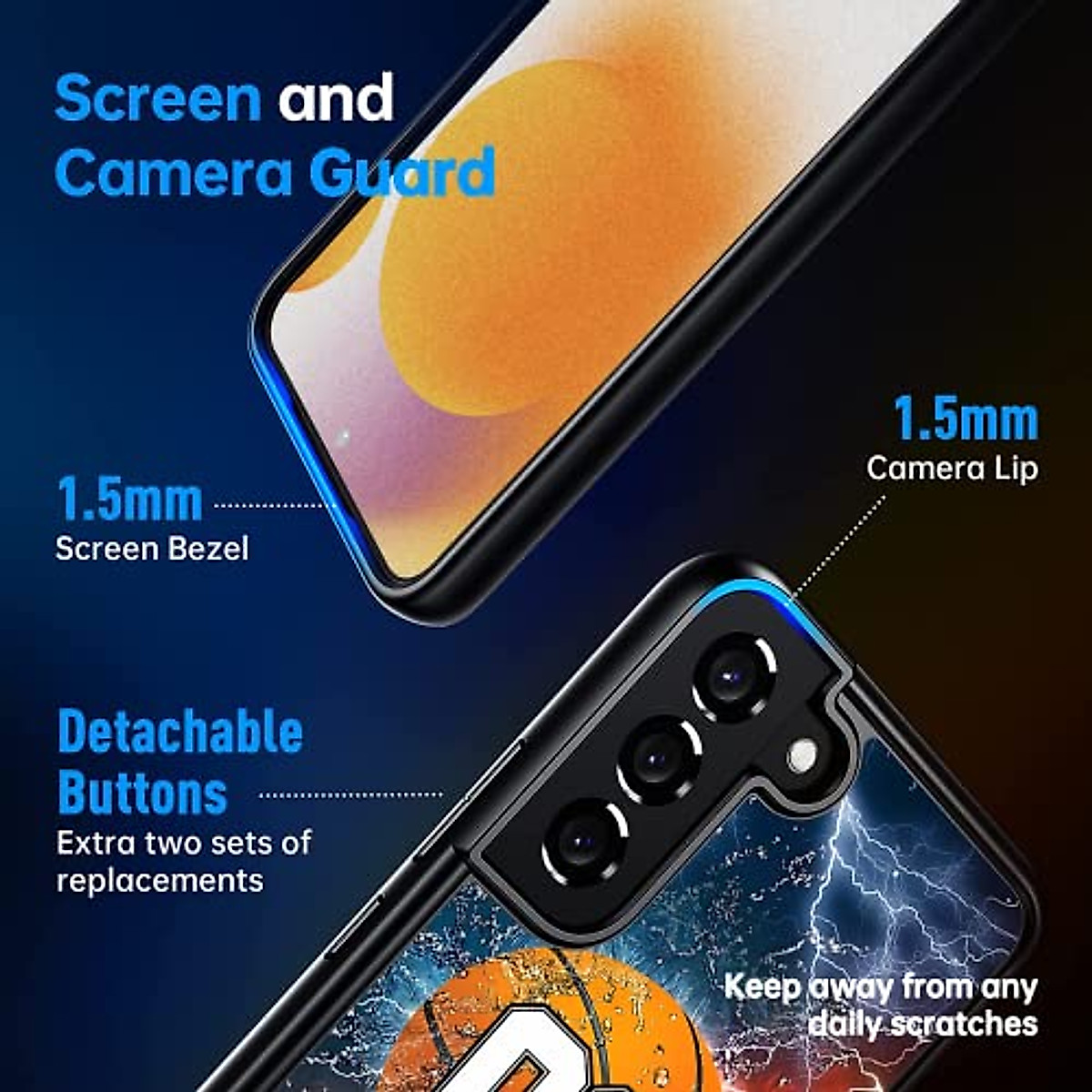 Personalized Basketball vs Name Number US Flag Decor Rubber Cover Phone Case for Samsung Galaxy S23 S22 S21 S20 ULTRA PLUS/ S21 FE /S20 FE/ S10 PLUS/ S9 PLUS/ S8 PLUS /S7 EDGE (Water Fire)