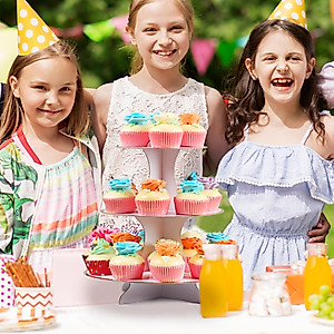 White Cupcake Stand, 3-Tier Cupcake Tower, 2 Set Cup Cake Holder,Cardboard Display Stands for Pastry Dessert Tables, Party Favors Decoration, Baby Shower, Birthday.