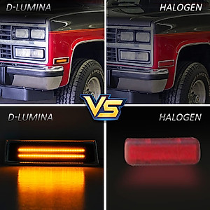 D-Lumina LED Side Marker Lights Smoked Lens for 1981-1991 Chevy C10 C20 C30 GMC C1500 C2500 Suburban Blazer Jimmy, Front Fender LED Side Marker Light, Driver & Passenger Side, Pack of 2
