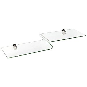 Spancraft Glass Kingbird Bent Glass Shelf, Brushed Steel Bracket, 8 x 32