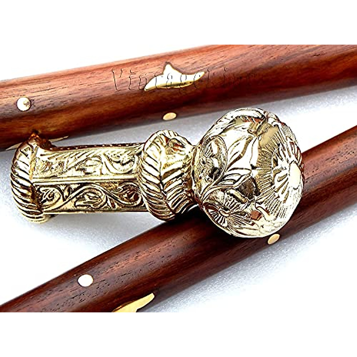 Brass Knob Designer Handle Vintage Style Wooden Walking Stick Cane Gift 3 Fold Wooden Walking Cane