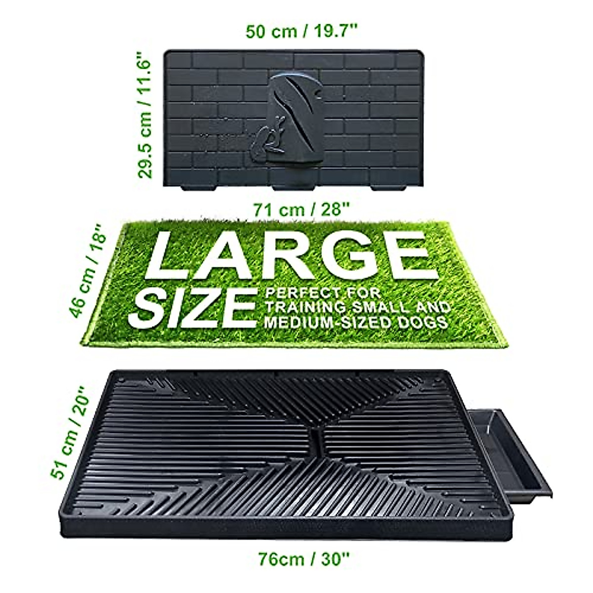 Hompet Dog Potty for Indoor or Porch, 2 Pcs Artificial Grass Training Pads with Pee Baffle, Reusable Dog Grass Pad with Tray, Alternative to Puppy Pads, Portable Dog Litter Box for Small/Medium Dogs