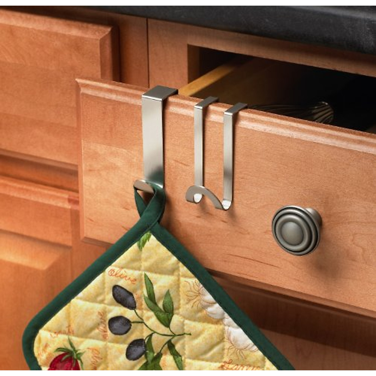 Spectrum Diversified Over the Cabinet Door Hook, 2 Count (Pack of 1), Brushed Nickel