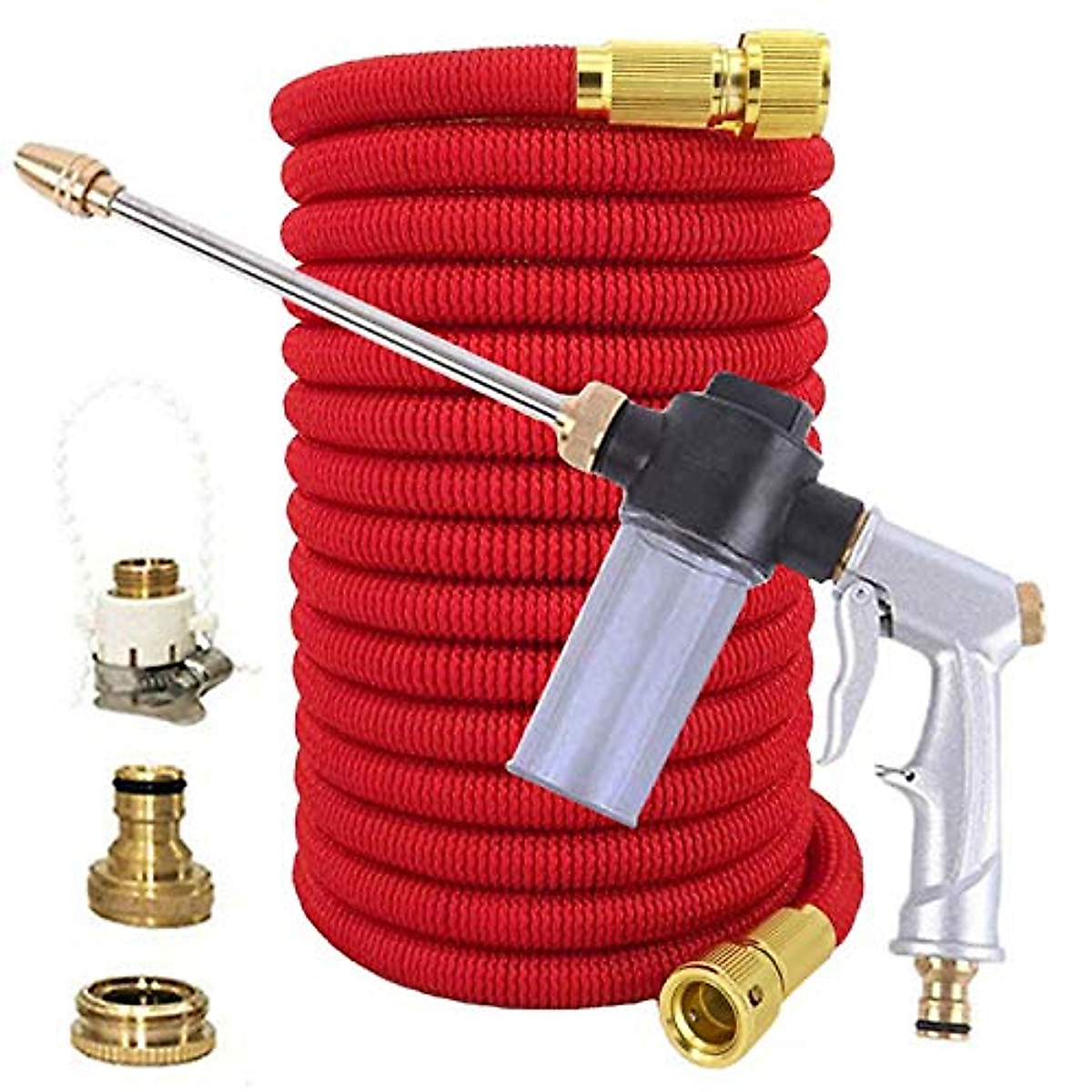 Durable Water Gun Garden Hose Adjustable Nozzle Telescopic Hose High Pressure Electric Washing Machine Garden Cleaning Sprayer Irrigation Accessories (Color : Dark Grey, Lengh : 100ft 30m)