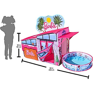 Sunny Days Entertainment Barbie Dreamhouse Pop Up Tent - Over 7 Feet Long - Includes Ball Pit and 20 Play Balls