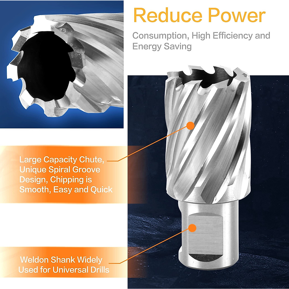 RupXinSplend Annular Cutter High-Speed Steel - 1-3/16"Diameter x 1"Cutting Depth with 3/4" Weldon Shank HSS Annular Cutter Mag Drill Bits for Mag Drill Press by RupXinSplend