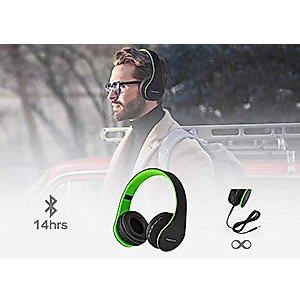 PowerLocus Rose Gold Bluetooth Headphones with Black/Green Bluetooth Headphones