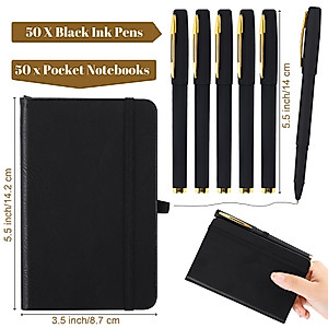 KOGGON 50 Pack Pocket Notebook Journals with Pens, 160 Pages, 3.5x5.5 Inches, A6 Mini Notebooks Small Journals College Ruled Hardcover Notebook PU Leather Notepad with Pen Holder for Office School