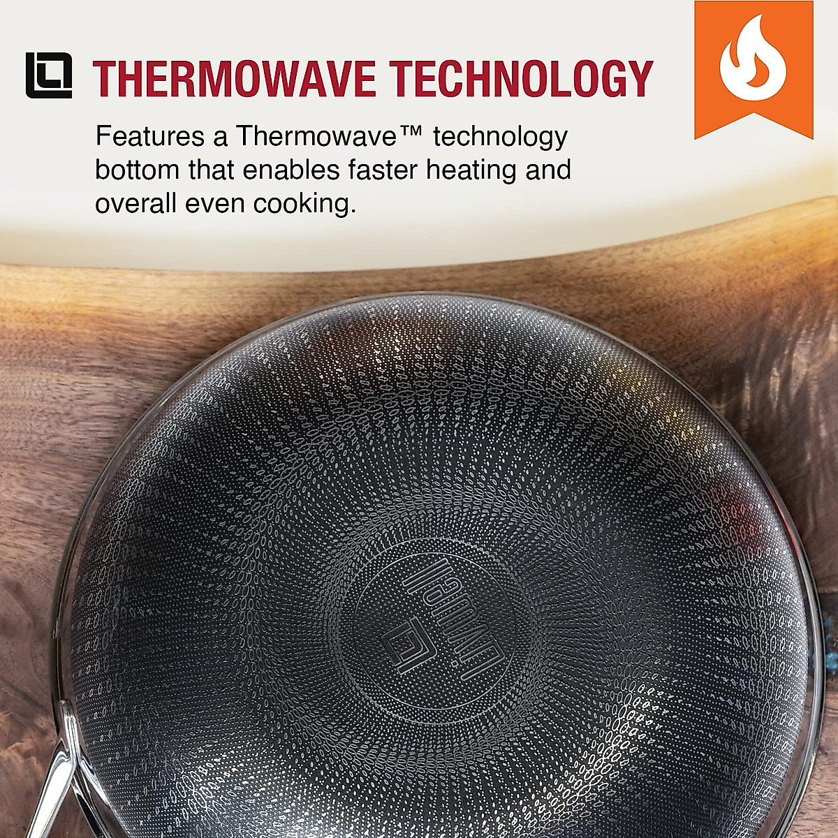 LIVWELL DiamondClad 12-inch Nonstick Hybrid Wok - Home and Kitchen Gift - Stainless Steel Wok Stir Fry Pan - Dishwasher and Oven Safe - Honeycomb Wok - PFOA-free - Honeycomb Cookware - Bundle