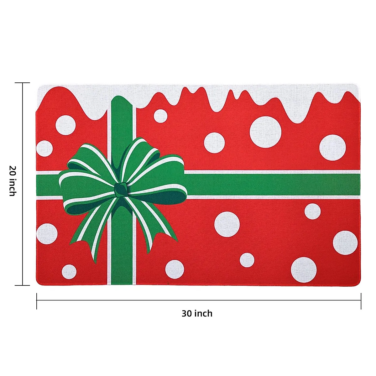 TRUEDAYS Christmas Red Bowknot Door Mat, Outdoor Indoor Welcome Rug Durable Bedroom Door Mats, Cute Cartoon Gift Box Snowflake Christmas Decorative Doormat with Non Slip Rubber Backing