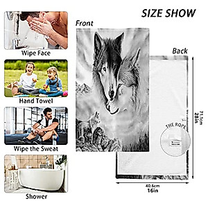 MAOBLYR Gray Wolf Set of 2 Fingertip Towel Larger Pure Cotton Soft Highly Absorbent Hand Towels for Bathroom Spa Home (16 x 28 Inches)