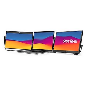 SideTrak Swivel Triple 14" Patented Attachable Portable Monitor - FHD TFT Laptop Triple Screen with Kickstand, for Mac, PC, and Chromebook, Fits All Laptops, Powered by USB or Mini HDMI Port (Triple)
