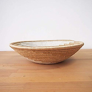 16" X-Large African Basket- Sokoke/Rwanda Basket/Woven Bowl/Sisal & Sweetgrass Basket/Tans, White