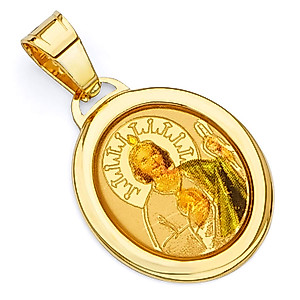 14k REAL Yellow Gold Religious Saint Jude Enamel Picture Charm Pendant