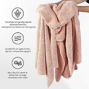 Laojbaba Microfiber Hair Towel Quick Dry Hair Towel Hair Drying Towels Suitable for All Kinds of Hair Ultra Absorbent Long and Thick Hair 24X48inch Lotus Root Pink (1pcs)