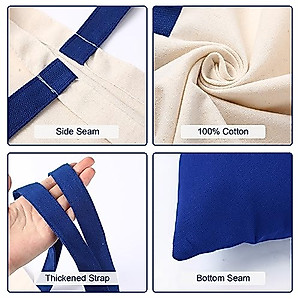 Roowest 60 Pcs Employee Appreciation Gifts Cotton Canvas Tote Bags Bulk Reusable Grocery Shopping Cloth Bags for Womens DIY(Blue and White)