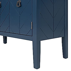 XD Designs Wood Console Table Sofa Table, Sideboard Buffet Storage Cabinet with 2 Adjustable Shelf, Vintage and Unique Medieval Style, Accent Furniture, Easy to Assemble (Navy Blue-1)