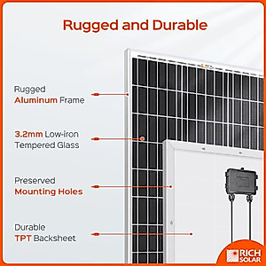 RICH SOLAR 200 Watts 12 Volt Monocrystalline Solar Kit