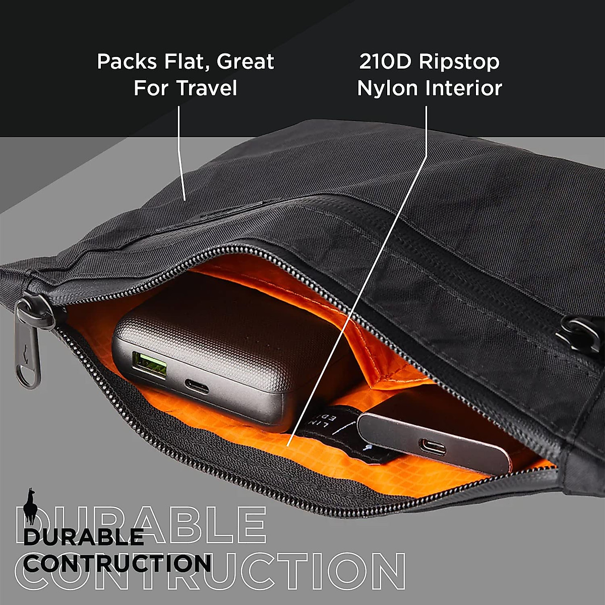 ALPAKA Large Zipper Pouch - Black Zip Pouch Max and Crossbody Sling Bag | ID Card Holder and Wallet with Zipper for Men